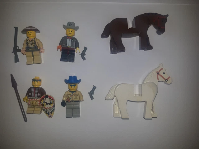 LEGO COWBOY SHERIFF Indianer Figuren mit Waffen Pferden Western Wild ...