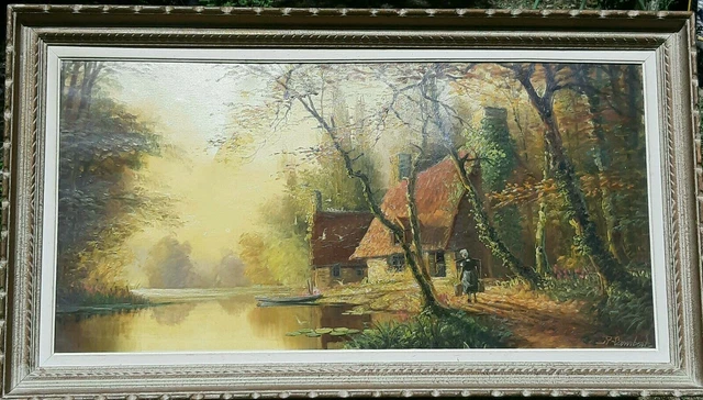 GRAND TABLEAU DE R. LAMBERT Huile sur toile vers 1950 . Estimé 500 ...