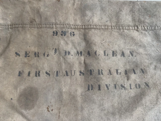 WW1 AUSTRALIAN CANVAS Kit Bag Named To A Tasmanian WWI Australia $279. ...
