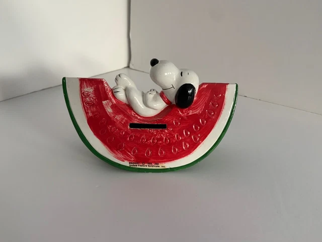 RARE VINTAGE SNOOPY Peanuts Watermelon Money-box Piggy Bank With ...