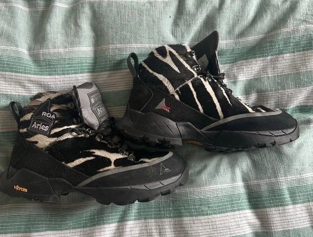 ROA X ARIES Andreas Hiking Boot Zebra Pony Skin And Leather Size 42 Or Uk8 £100.00 - PicClick UK