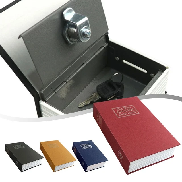 SIMULATED BOOK SAFE Lock Key Box Metal Box Piggy Bank Trusted Security ...