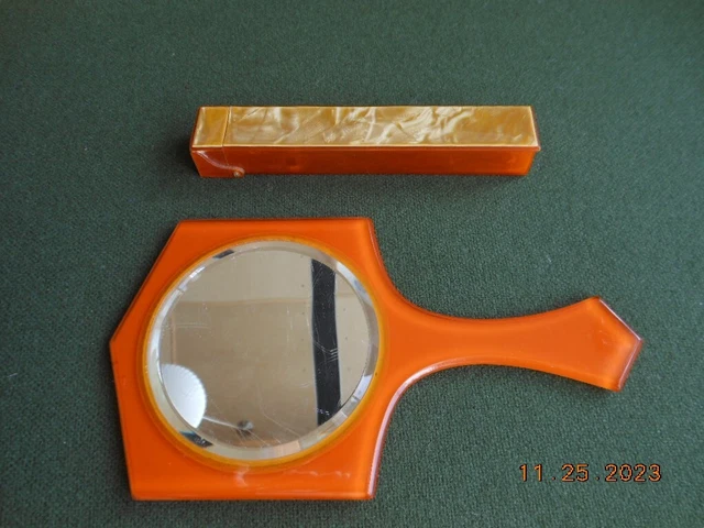 ANTIQUE BAKELITE HAND Mirror and toothbrush Holder set $10.00 - PicClick