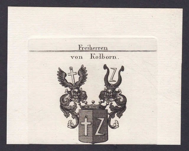 1820 KOLBORN WAPPEN Adel coat of arms Heraldik Kupferstich antique ...