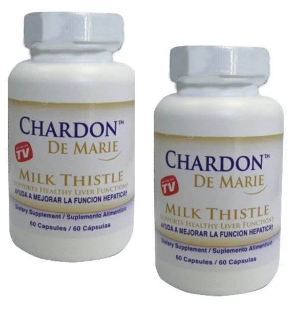 2 FRASCOS DE CHARDON DE MARIE 60 CAP. higado graso antioxidante milk ...