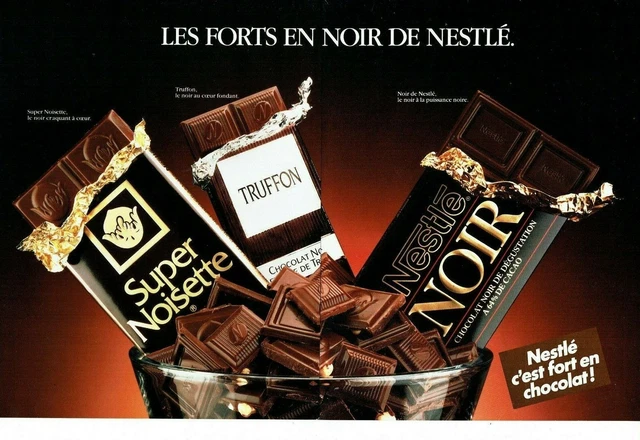PUBLICITÉ ADVERTISING 089 1990 chocolat noir Nestlé (2 pages) truffon ...