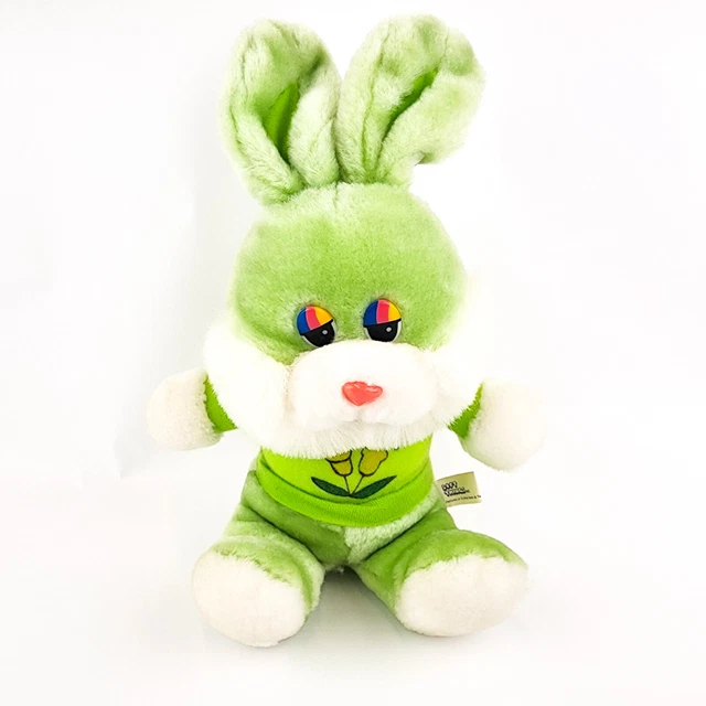 VINTAGE SOFT THINGS Easter Bunny Plush Rabbit Green with Plastic ...