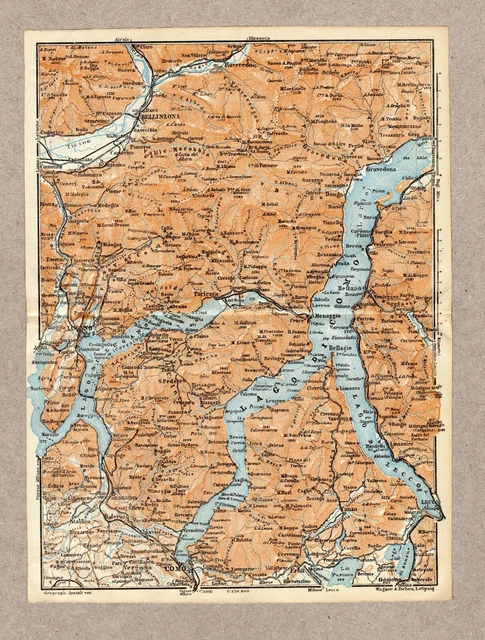 OLD FOLDING MAP Lake Como Italy 1913 8.25" x 6" £20.00 - PicClick UK