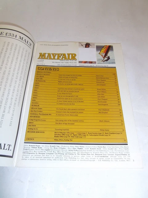 MAYFAIR VOL 17 No 8 (August 1982) - Vintage men's glamour magazine ...