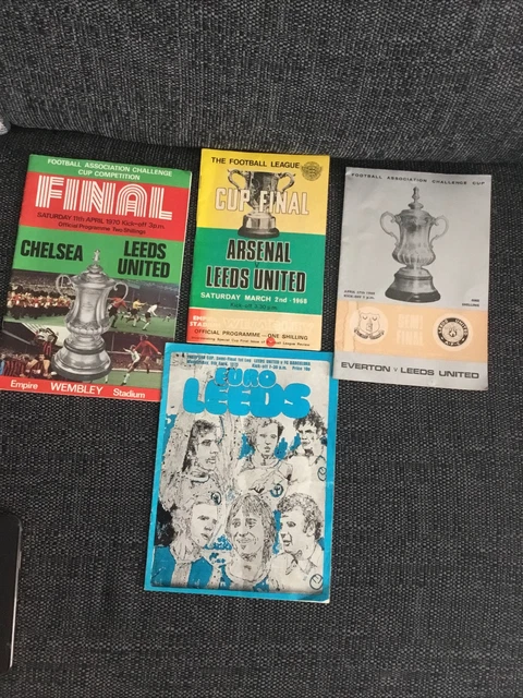 4 LEEDS UNITED Programmes - Cup Finals, Semi’s - Barcelona,Chelsea ...