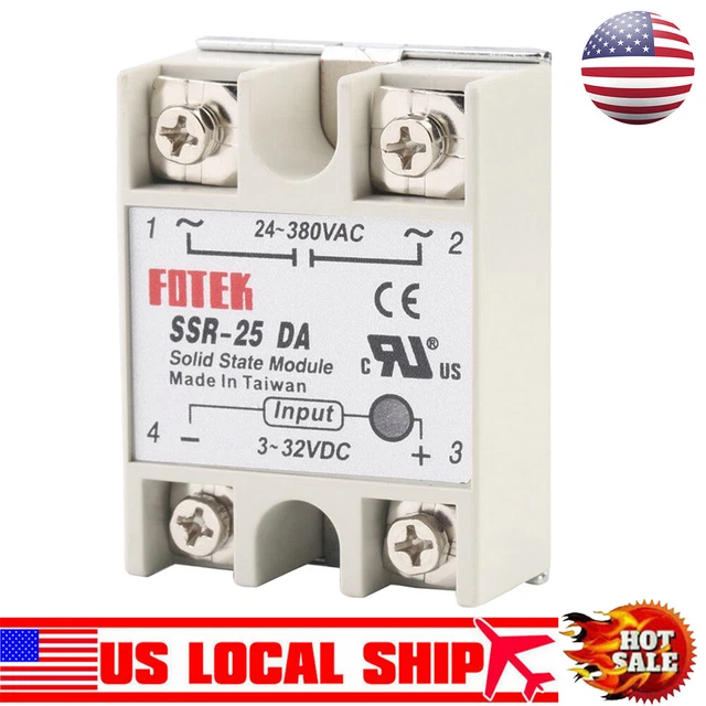AC 24V-380V SSR-25DA Solid State Relay Module 25A 250V 3-32V DC Input ...