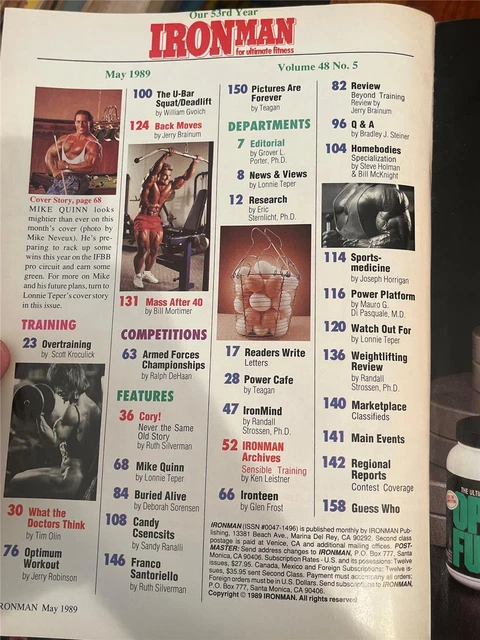 IRONMAN BODYBUILDING MUSCLE fitness magazine MIKE QUINN/Cory Everson 5 ...