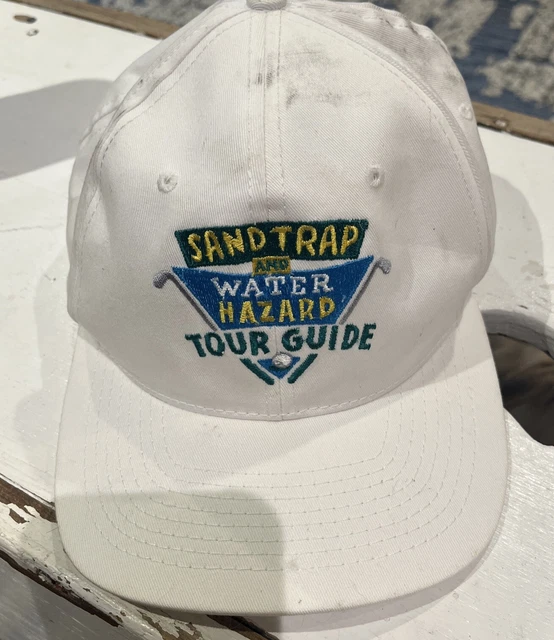 VTG SAND TRAP And Water Hazard Tour Guide Hat Funny Golf White Snapback ...