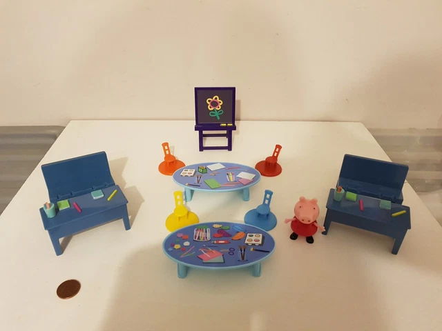 PEPPA PIG CLASSROOM School Teacher Desk & Chair Figure Set, See Whole ...