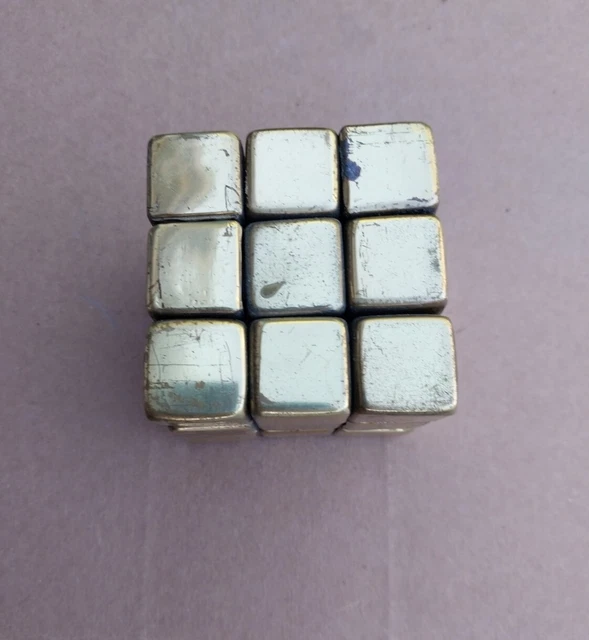 RARE COLLECTIBLE BRASS Rubik's Rubix Cube Metal Art Puzzle Toy MCM ...