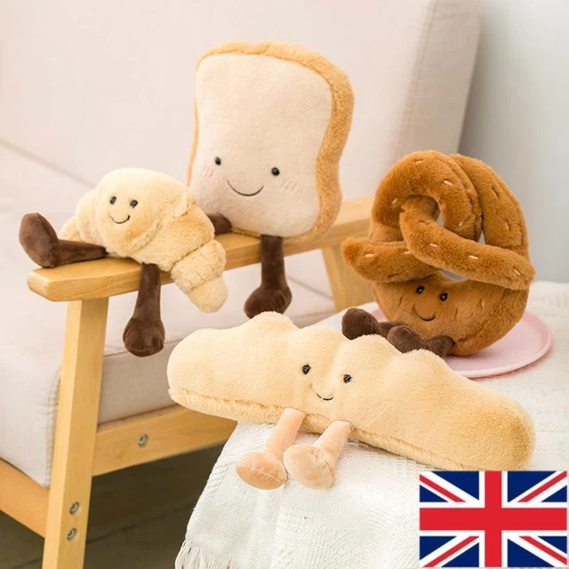 TOAST BREAD PLUSH Toy Cute Croissant Plush Stuffed Funny Food Plushies ...