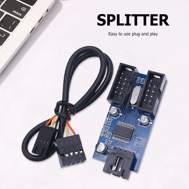 DESKTOP COMPUTER MOTHERBOARD 9Pin USB Header Splitter 1 to 2 Port ...