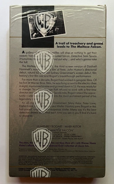 THE MALTESE FALCON VHS - NEW - 1986 Warner Home Video - Watermarked ...