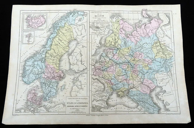 ANTIQUE MAP OF the Ukraine Kiev Russia Scandinavia Sweden Norway FRENCH ...