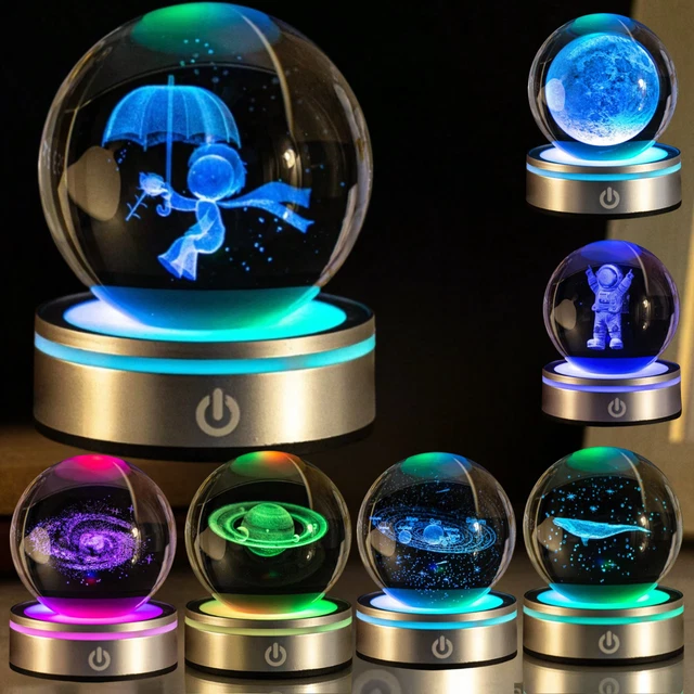 DISNEY STITCH 3D Crystal Ball Night Light Laser Carving Children's Kids ...