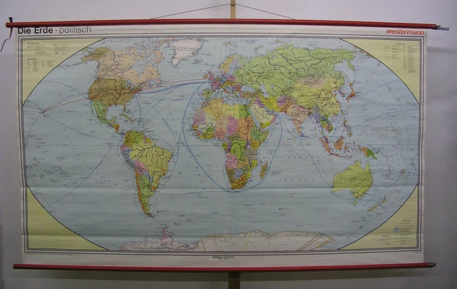 WALL MAP BEAUTIFUL World Map Political 245x142 Vintage Political World ...
