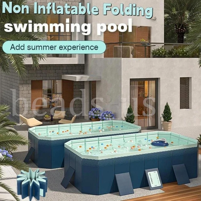 LARGE FOLDABLE SWIMMING Pool Set Above Ground Pools Non-Inflatable ...
