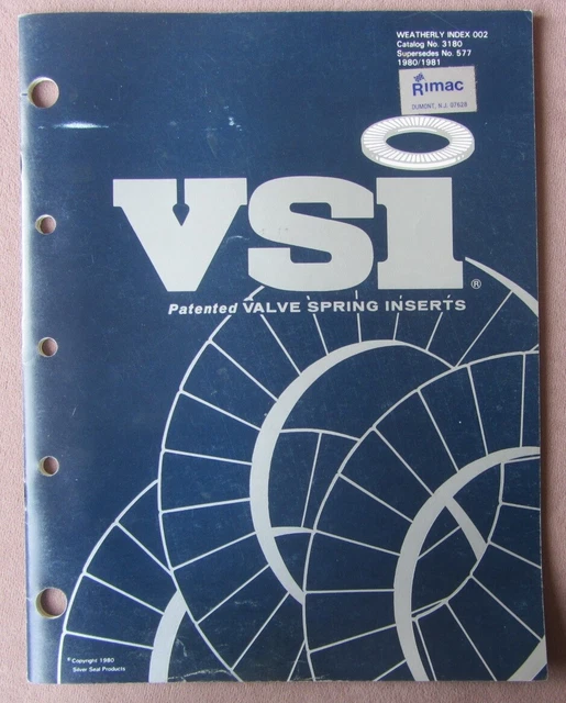 1980 + PRIOR VSI Spring Pressure Chart Catalog Valve Spring Inserts ...