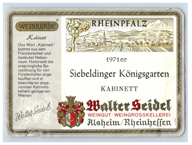 1960'S-80'S SIEBELDINGER KONIGSGARTEN German Wine Label S73E £30.09 ...