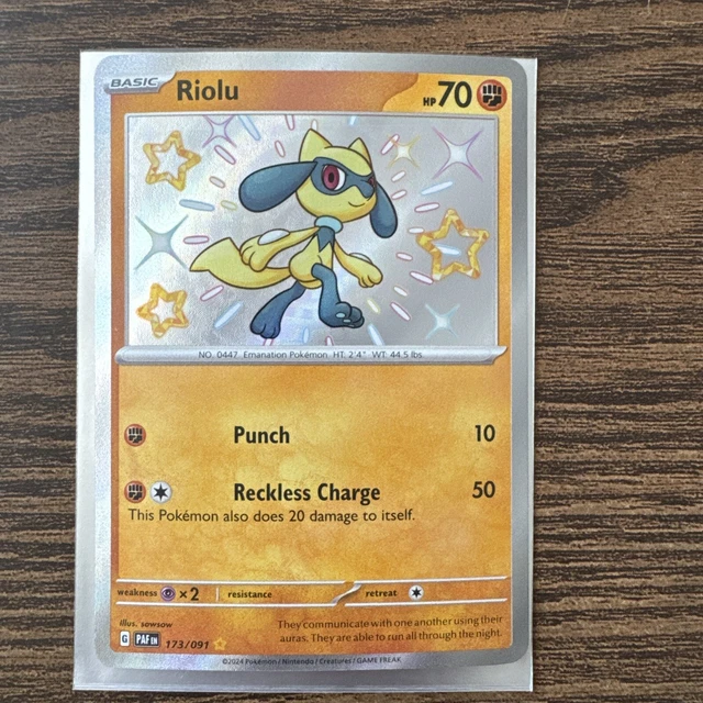 POKÉMON TCG RIOLU Scarlet & Violet: Paldean Fates 173/091 Holo Shiny ...