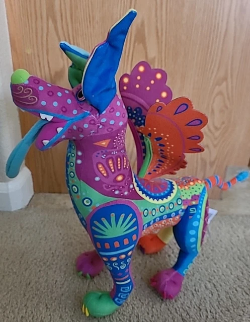 DISNEY PIXAR COCO Dante Alebrije Rainbow Spirit Dog 16" plush stuffed ...