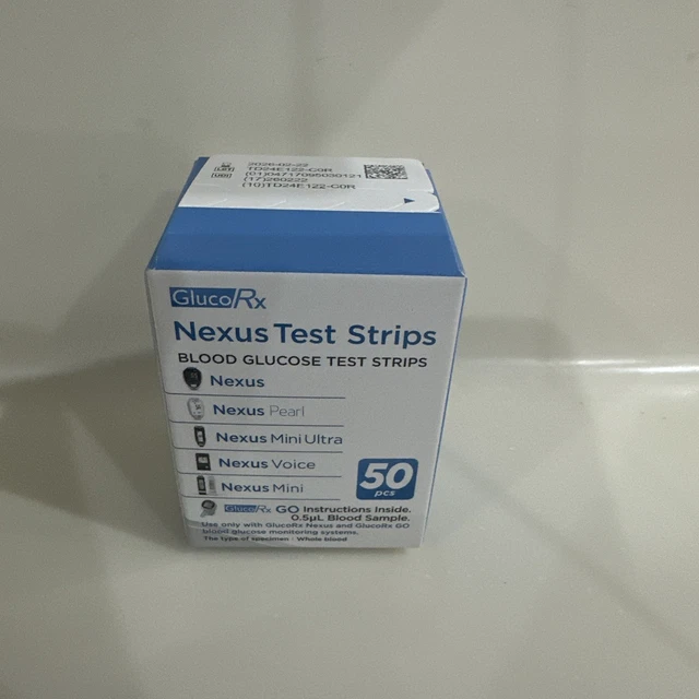 GLUCORX NEXUS TEST Strips Monitoring Blood Glucose X 50 £11.12 ...