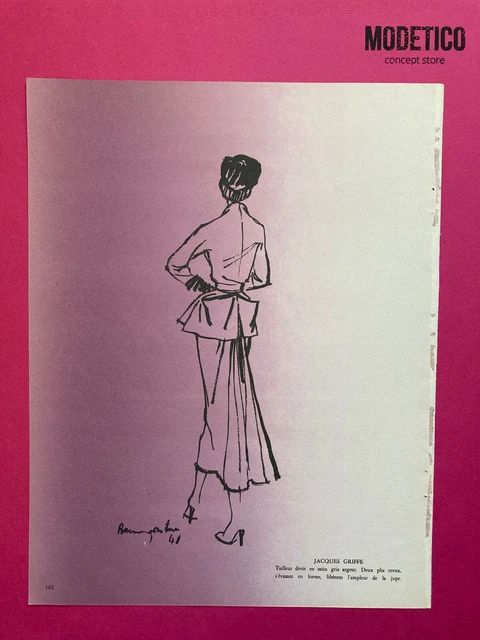 DESSIN MODE BAUMGARTNER 1948 fashion drawing illustration Vintage retro ...