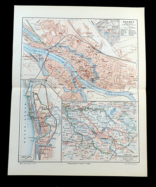 MAPPA BREMA GERMANIA Città Pianta Stradale Grafico Itinerario Neustadt ...