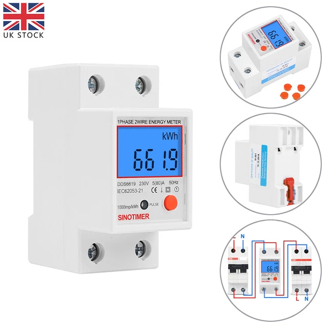LCD DIGITAL ELECTRICITY meter AC meter DIN rail KWh counter wattmeter ...