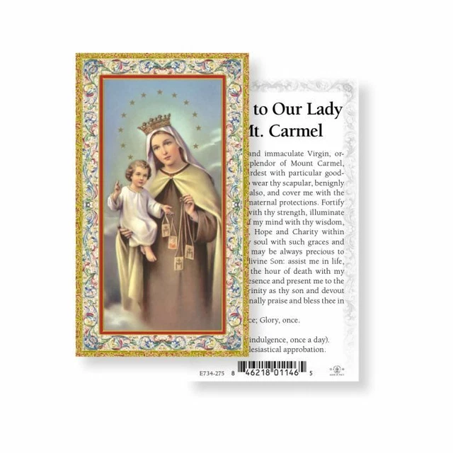 PRAYER TO OUR Lady of Mt Carmel - Gold Trim -Paperstock Holy Card 734-275 £1.20 - PicClick UK