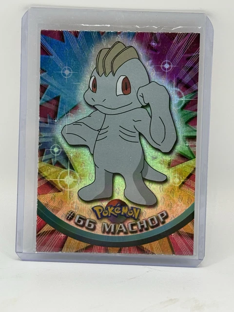TOPPS POKÉMON #66 Machop TV Animation Series 1 Flames Rainbow Holo ...
