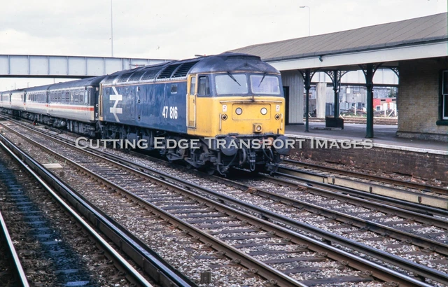 ORIGINAL RAILWAY SLIDE: Class 47 Diesel 47816 at Eastleigh 1989 D-756 £ ...