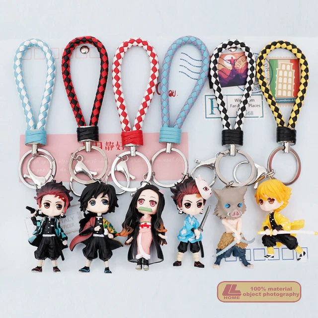 Anime Demon Slayer Tanjiro Kamado Nezuko 6pcs Cute Figure Key Chain Set
