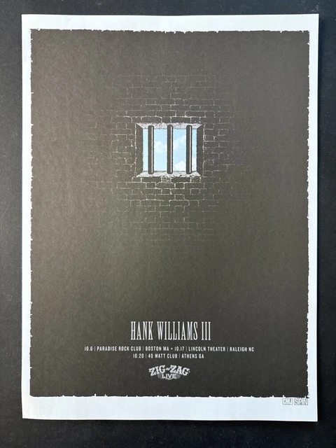 HANK WILLIAMS III @ PARADISE ROCK CLUB BOSTON - 14X10" Gig Poster Art ...