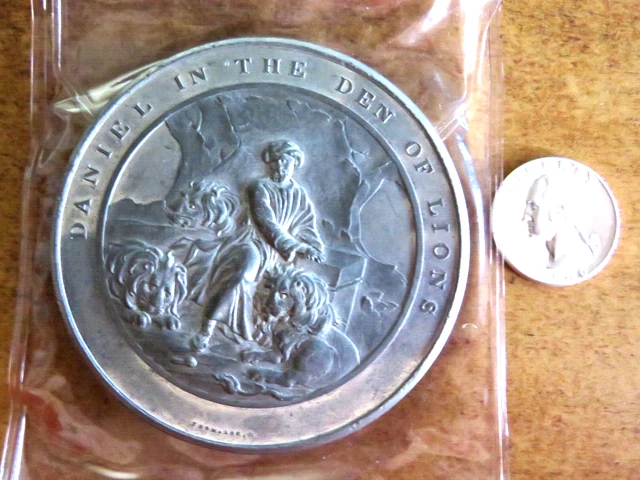 ORIGINAL 1830 SIR Edward Thomas Medallic Bible "DANIEL IN THE DEN OF ...