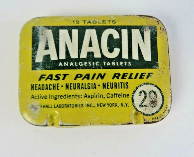 VINTAGE ANACIN ANALGESIC Tablets Tin 12ct Size EMPTY #12571 £11.82 ...