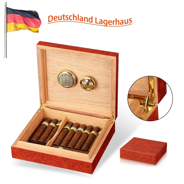 SIGARI HUMIDOR BOX in Legno con Igrometro e Sistema Umidificazione 20 ...