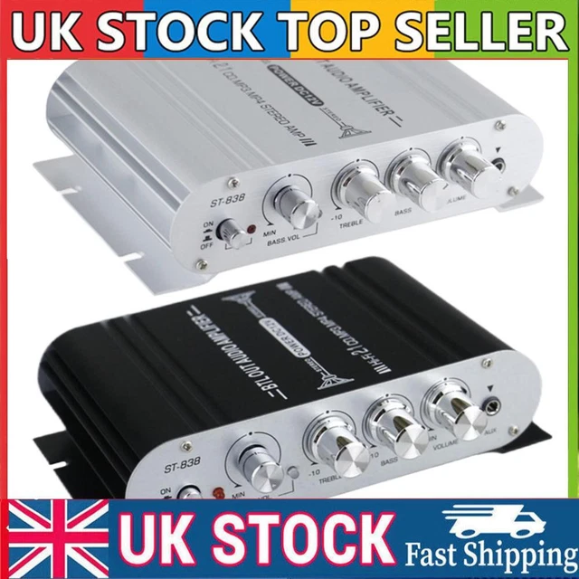 2.1 CHANNEL STEREO Bass Sound Amplifier with Subwoofer Output for Home ...
