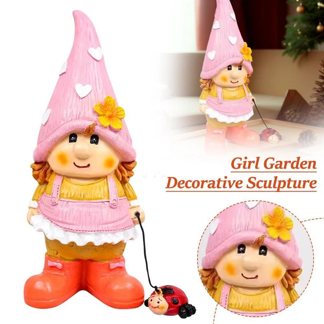 GARDEN GNOME DECORATIVE Girl Lawn Statue with Ladybug New £9.20 ...