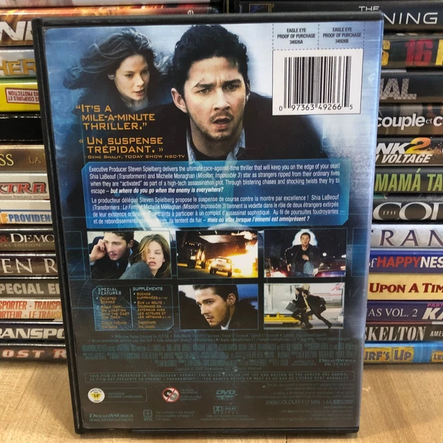 EAGLE EYE DVD Shia LaBeouf Michelle Monaghan Action Thriller 2008 ...