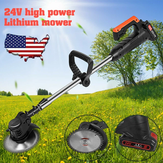 24V ELECTRIC CORDLESS Grass String Trimmer Lawn Edger Weed Cutter with ...