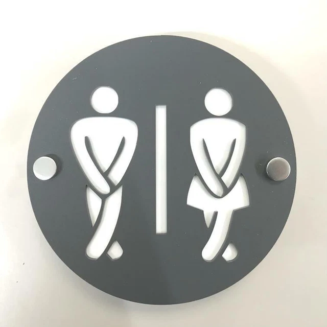 ROUND CROSSED LEGGED Toilet Sign - Many Colour Choices & Chrome Fixings ...