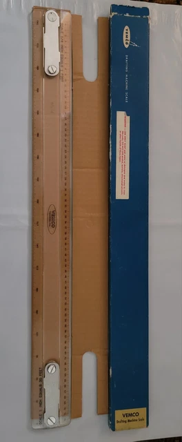 VTG VEMCO 9P-14 Drafting Machine Lucite Clear Plastic Scale Ruler 18 ...