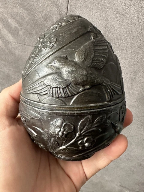 ANCIEN ŒUF BOÎTE à décor de oiseaux 1920 EUR 80,00 - PicClick FR