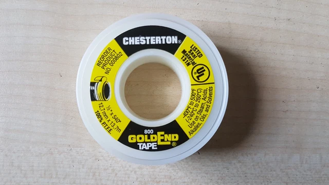 PTFE TEFLONBAND HÖCHSTE Qualität, Chesterton800 GoldEnd 12,7mm x 13,7 m ...